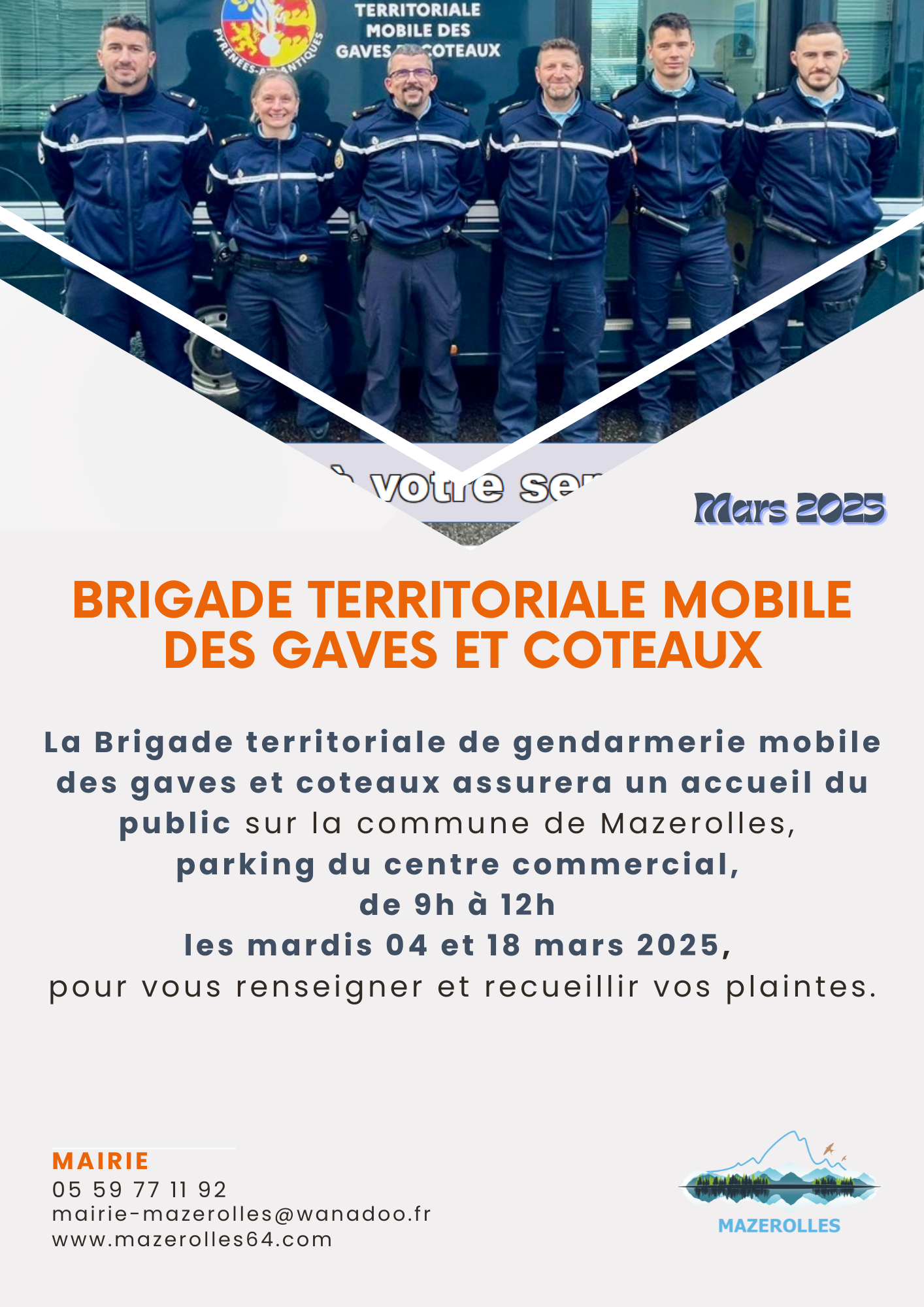 Mars 2025 – permanences de la Brigade de Gendarmerie Mobile